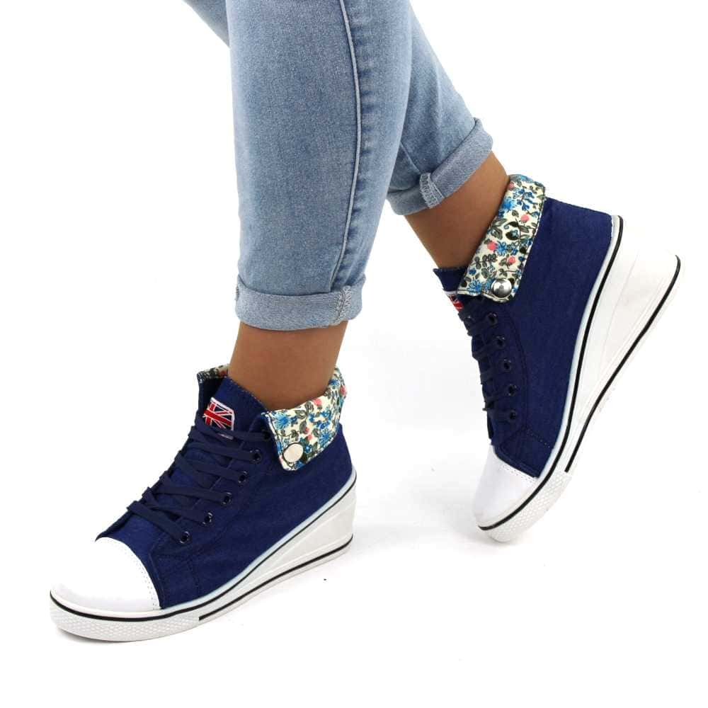 Sneakers dama cu platforma B-718-BLUE-JEANS - Roveli.ro